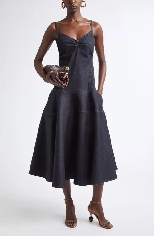 Jacquemus La Robe De-nimes Pina Denim Midi Dress - Dark Navy