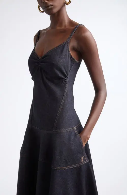 Jacquemus La Robe De-nimes Pina Denim Midi Dress - Dark Navy