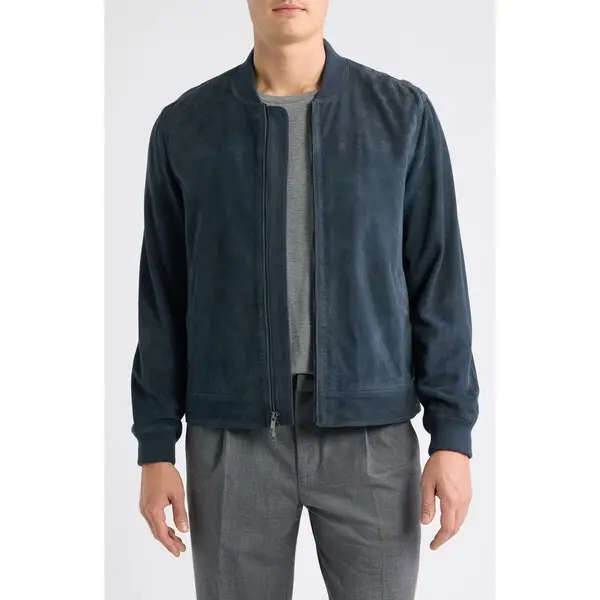 Nordstrom Suede Bomber Jacket - Navy Space