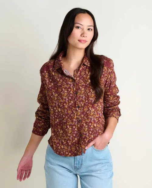TOAD & CO Manzana Boxy Long Sleeve Shirt - Malbec Print