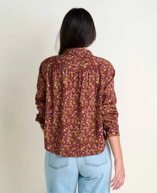 TOAD & CO Manzana Boxy Long Sleeve Shirt - Malbec Print