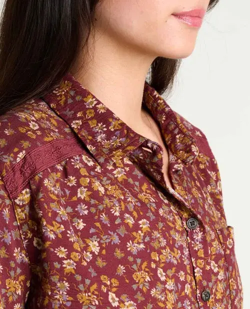 TOAD & CO Manzana Boxy Long Sleeve Shirt - Malbec Print