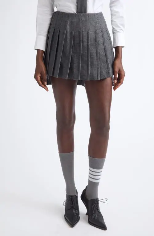 Thom Browne Plaid Low Rise Pleated Miniskirt - Dark Grey