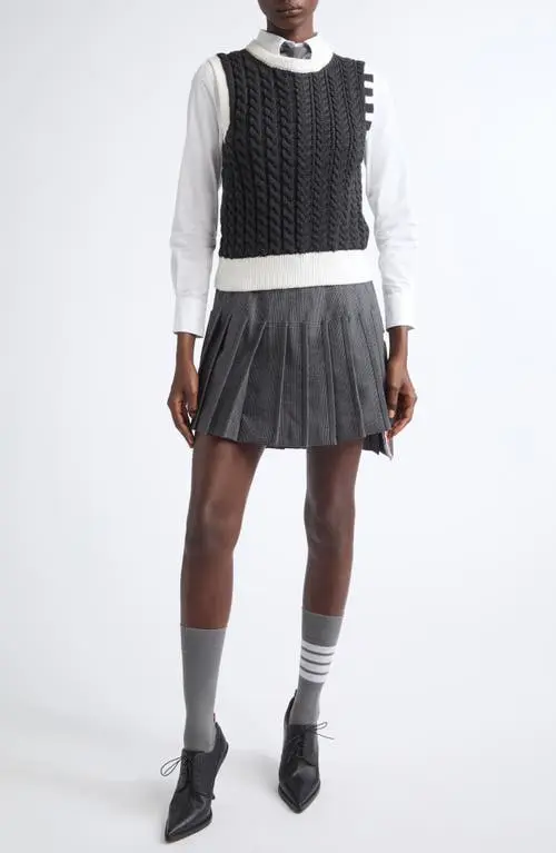 Thom Browne Plaid Low Rise Pleated Miniskirt