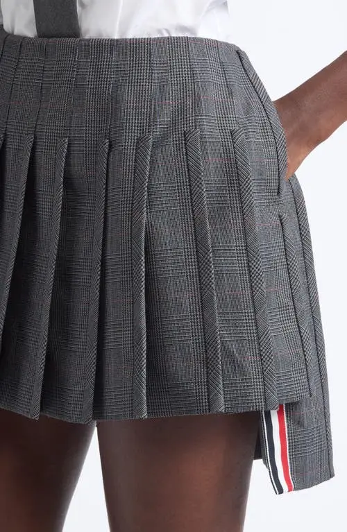 Thom Browne Plaid Low Rise Pleated Miniskirt