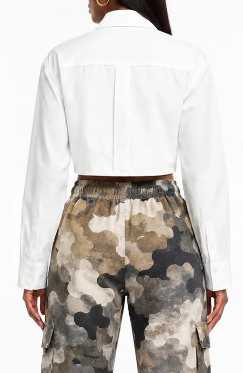 DAI MODA Long Sleeve Button Down Cropped Shirt