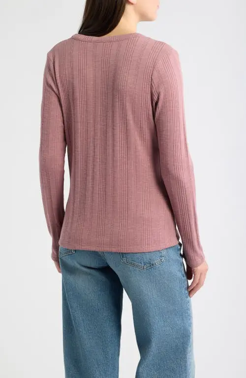 Bobeau Rib Henley Top