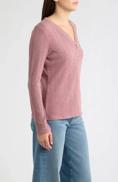 Bobeau Rib Henley Top