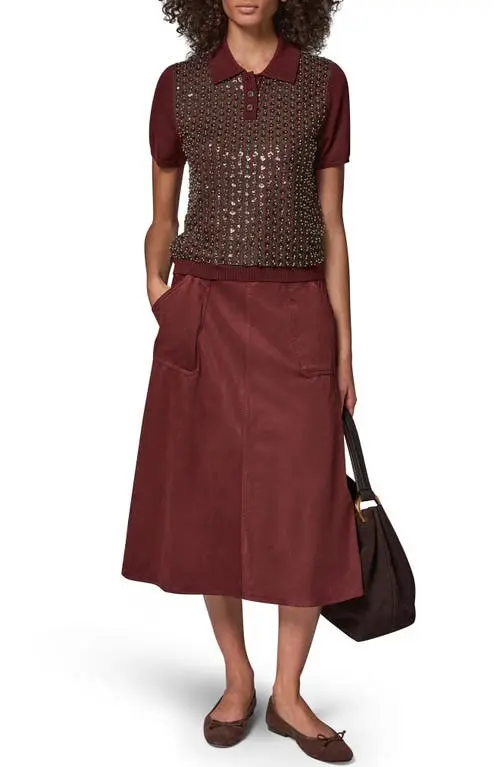 Donna Karan New York Faux Suede Patch Pocket Skirt