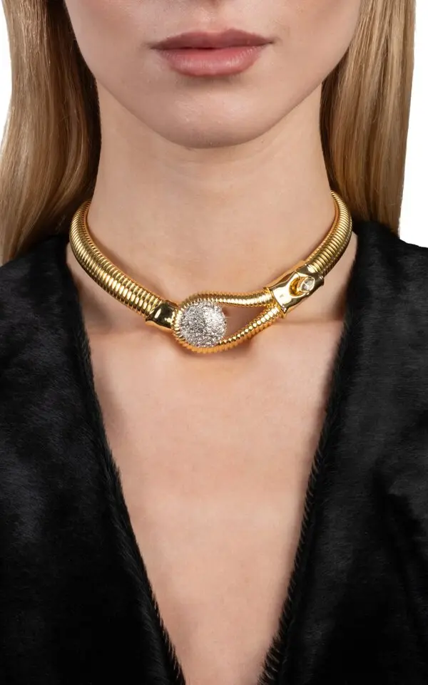 Alexis Bittar Solanales 14k -plated Crystal Pebble Collar Necklace