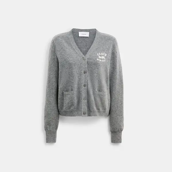 COACH Fine Cashmere Cardigan - Dark Grey