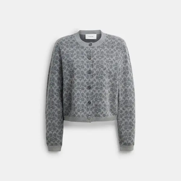 COACH Signature Button Down Cardigan - Grey
