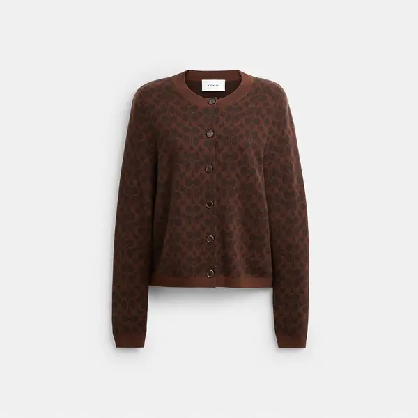 COACH Signature Button Down Cardigan - Maple