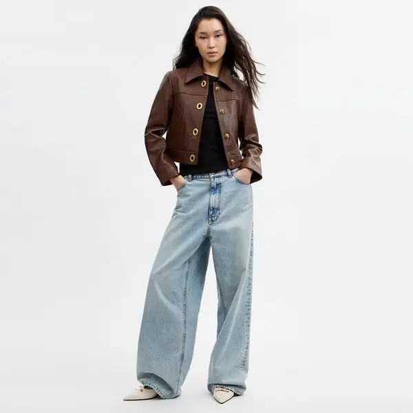 COACH Shrunken Leather Jacket With Turnlocks - Maple