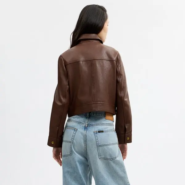 COACH Shrunken Leather Jacket With Turnlocks - Maple