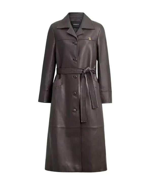 COACH Leather Trench - Dark Brown