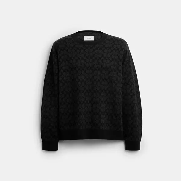 COACH Signature Crewneck Sweater - Black