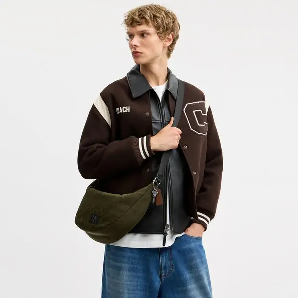 COACH Leon Sling Bag In Signature Nylon Jacquard - Dark Moss