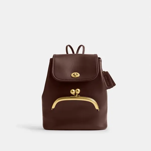 COACH Kisslock Backpack - Brass/maple