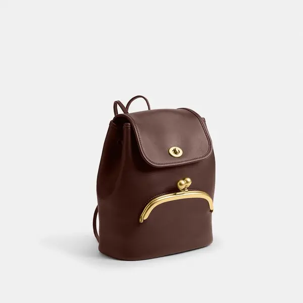COACH Kisslock Backpack - Brass/maple