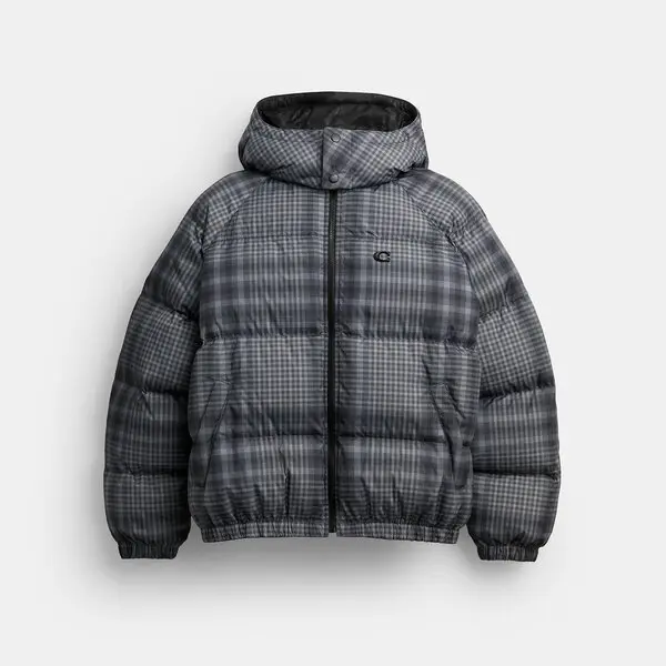 COACH Printed Plaid Puffer Jacket