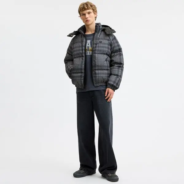 COACH Printed Plaid Puffer Jacket