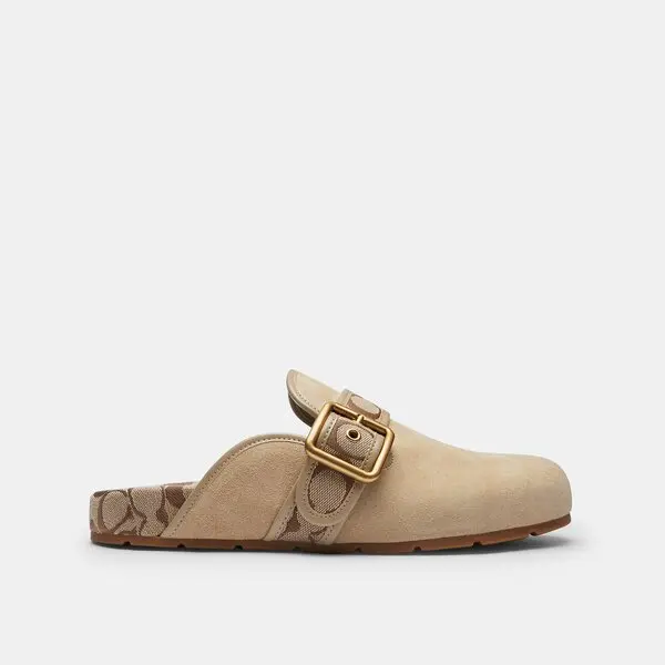 COACH Archival Buckle Clog With Signature Jacquard - Oat