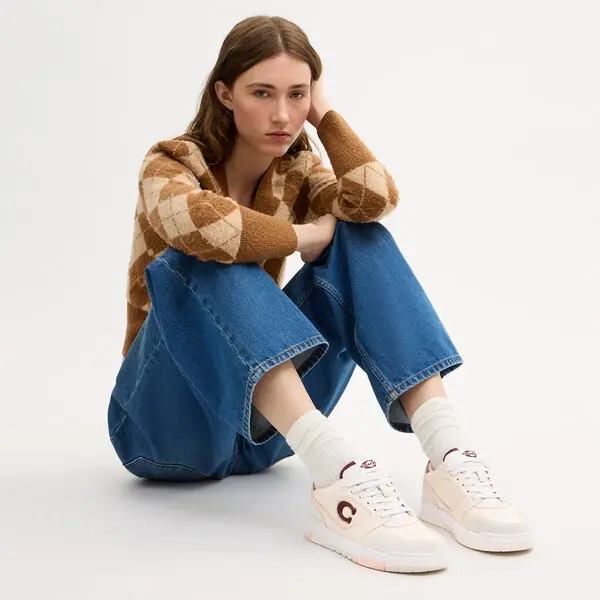 COACH Soho Sneaker With Signature Jacquard - Chalk/dark Cherry