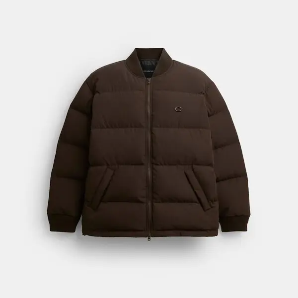 COACH Mid Length Puffer Jacket With Rib