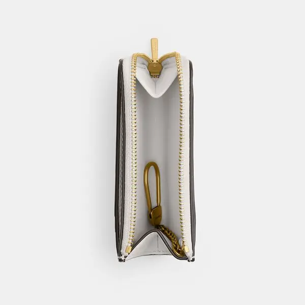 COACH Essential Key Zip Card Case - Brass/chalk