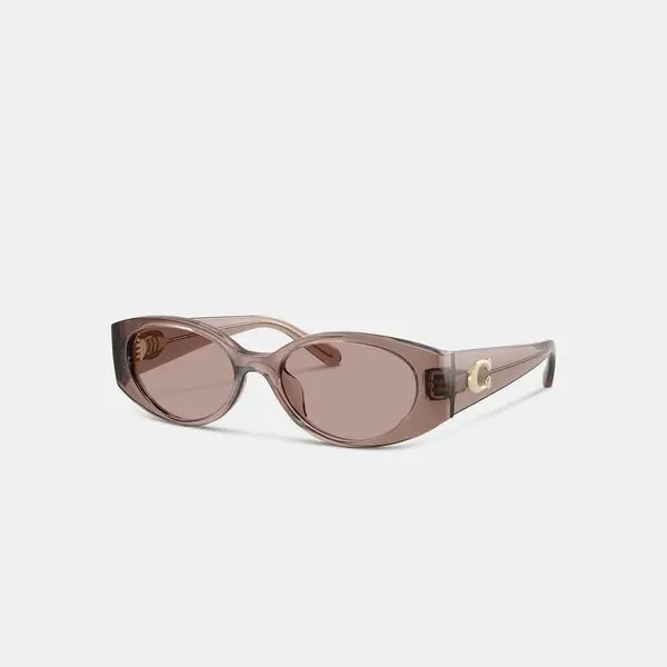 COACH Maxi Sculpted C Narrow Round Sunglasses - Transparent Champagne