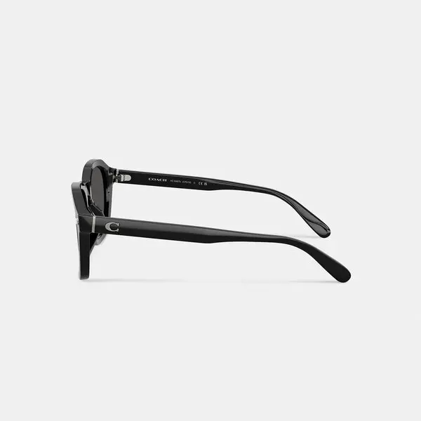 COACH C Hardware Round Sunglasses - Black