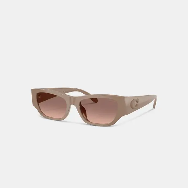 COACH Beveled C Narrow Cat Eye Sunglasses - Light Brown