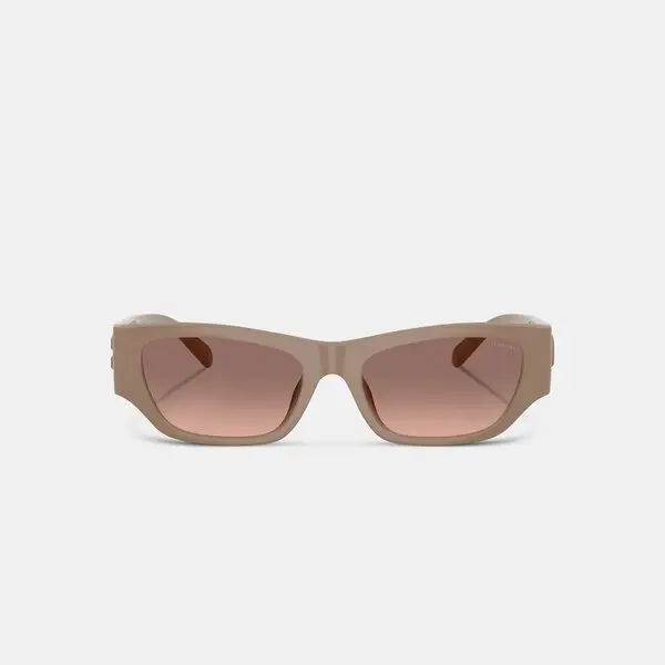 COACH Beveled C Narrow Cat Eye Sunglasses - Light Brown