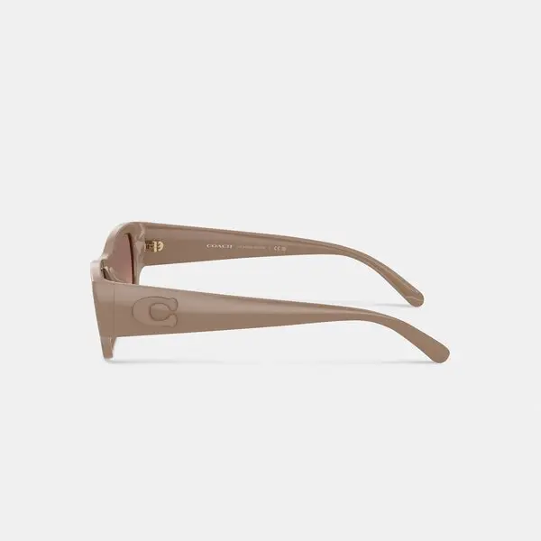 COACH Beveled C Narrow Cat Eye Sunglasses - Light Brown