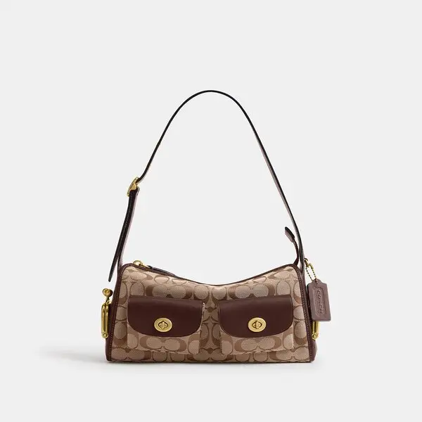 COACH Turnlock Haversack Bag 27 In Signature Jacquard