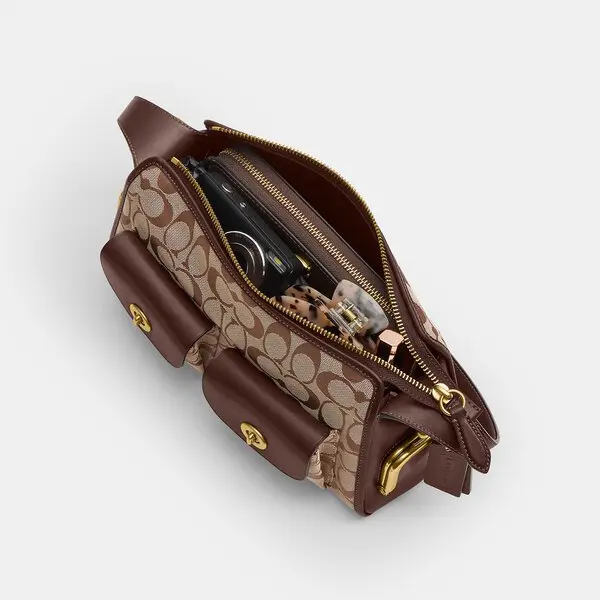 COACH Turnlock Haversack Bag 27 In Signature Jacquard