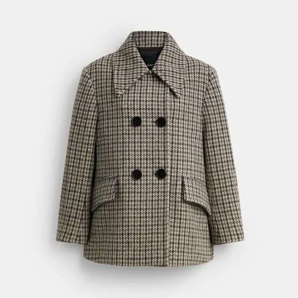 COACH Houndstooth Wool Coat
