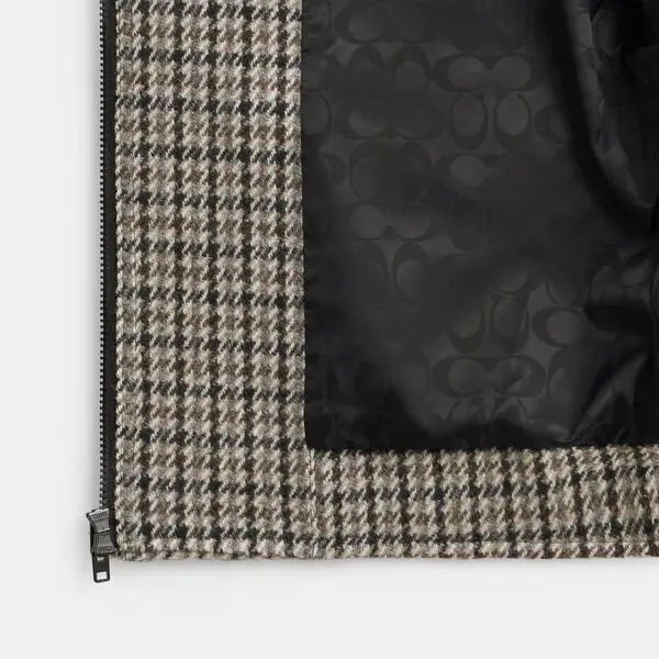COACH Houndstooth Short Wool Coat