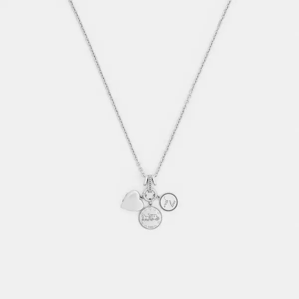 COACH Heart And Coins Cluster Pendant Necklace