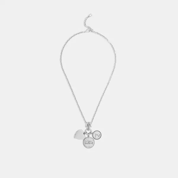COACH Heart And Coins Cluster Pendant Necklace