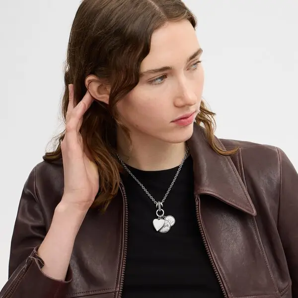 COACH Heart And Coins Cluster Pendant Necklace