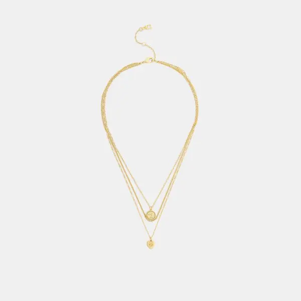 COACH Heart And Coin Layered Necklace