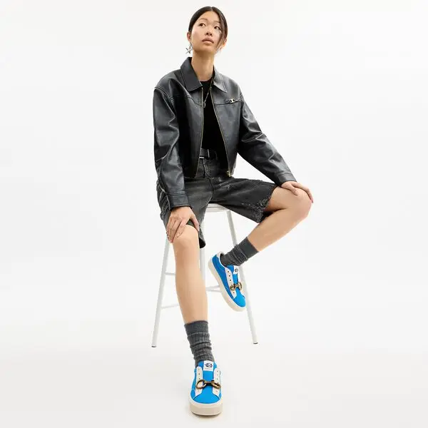 COACH Skate Sneaker With Hardware - Bright Blue/chalk