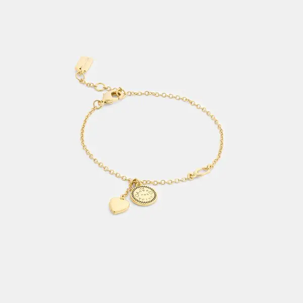 COACH Heart And Coin Linear Bracelet - Gold