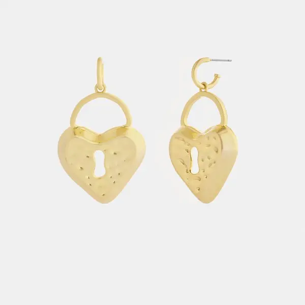 COACH Heart Padlock Earrings - Gold