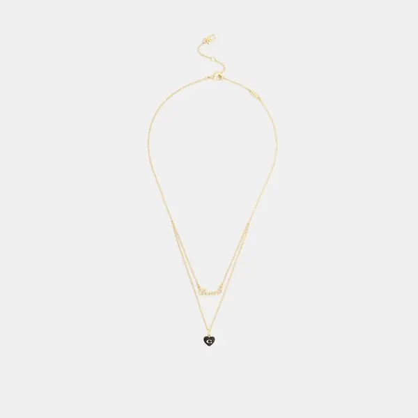 COACH Script Resin Heart Layered Necklace