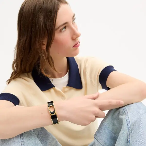COACH Signature Enamel Statement Hinged Bangle Bracelet - Gold/black