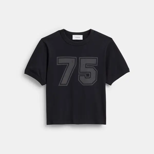 COACH Tonal Varsity T-shirt In Organic Cotton - Black