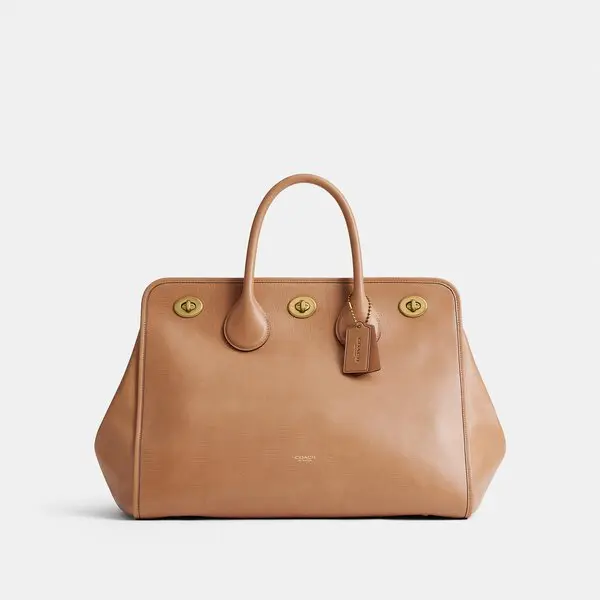 COACH Buy Now Turnlock Tote Bag 40 - Brass/sandstone
